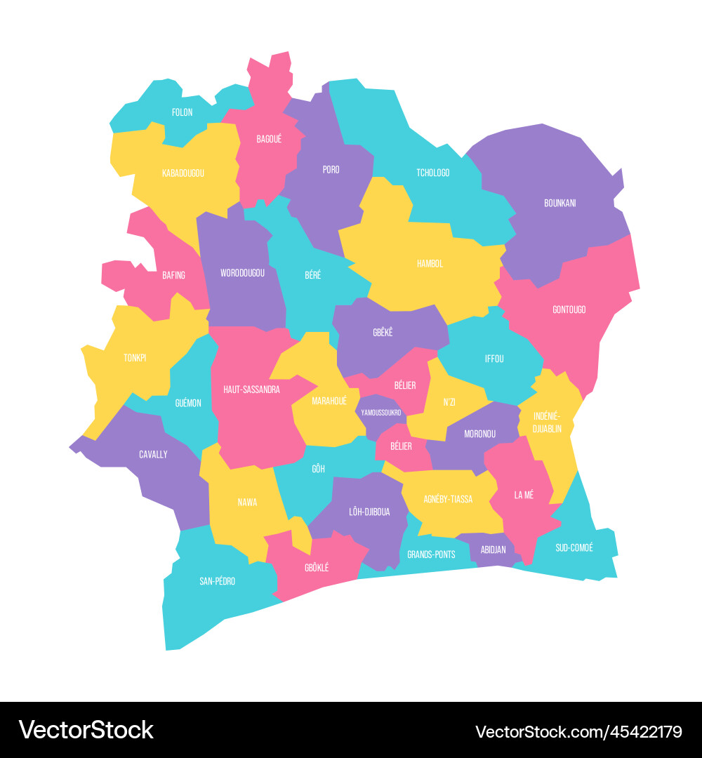 Ivory coast political map of administrative Vector Image