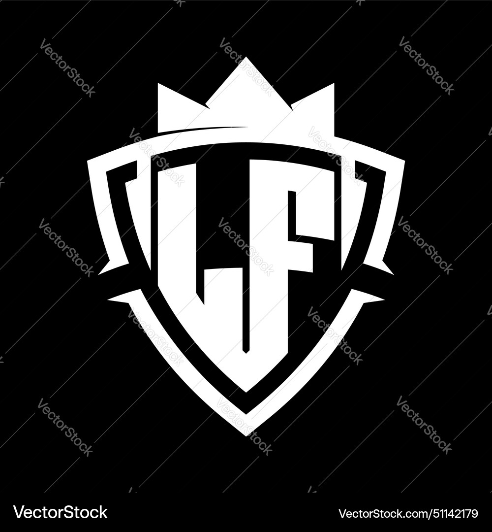 Lf letter monogram with triangle curve shield Vector Image