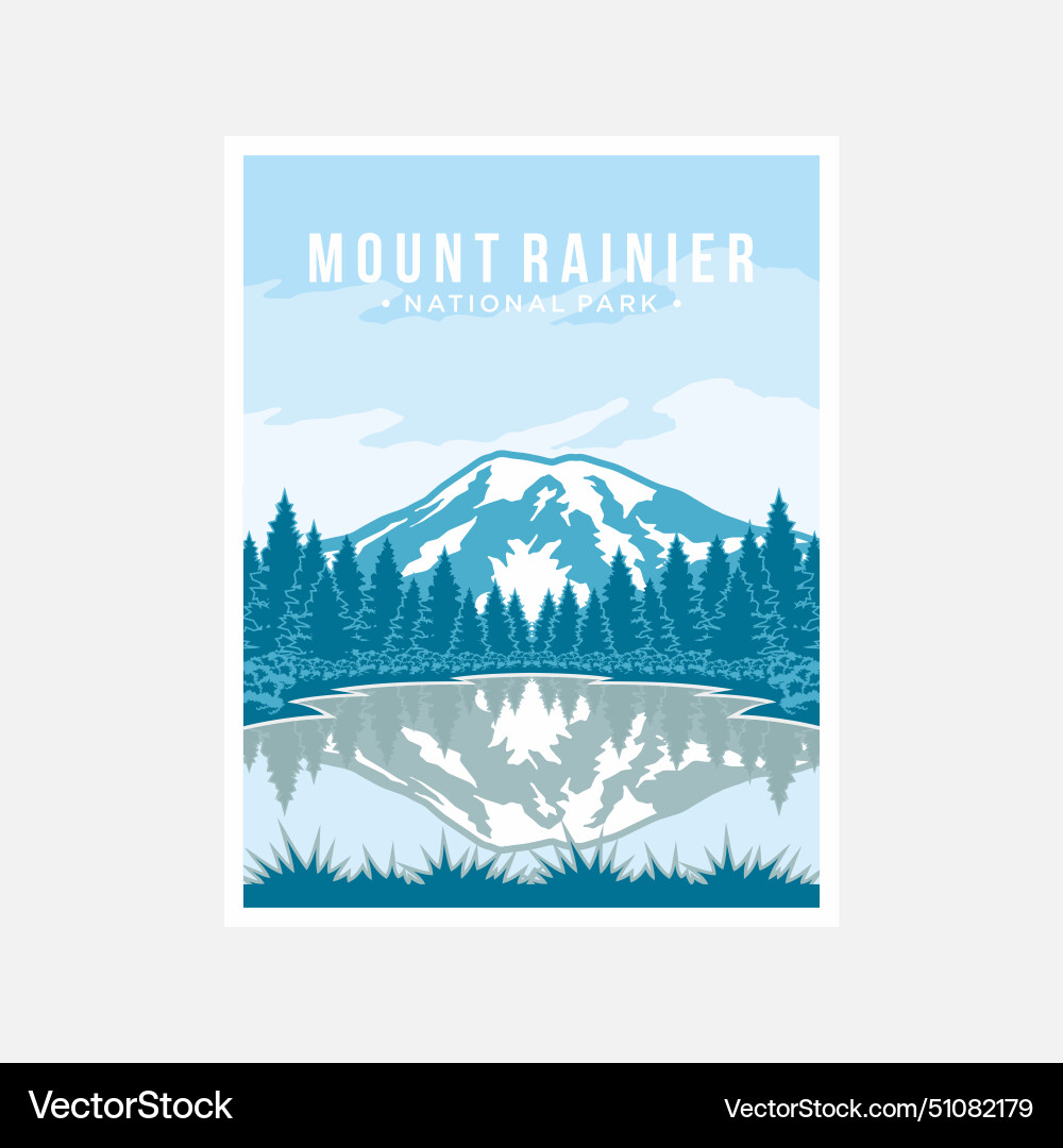 Mount Rainier National Park Poster – Royalty-Free Vector | VectorStock