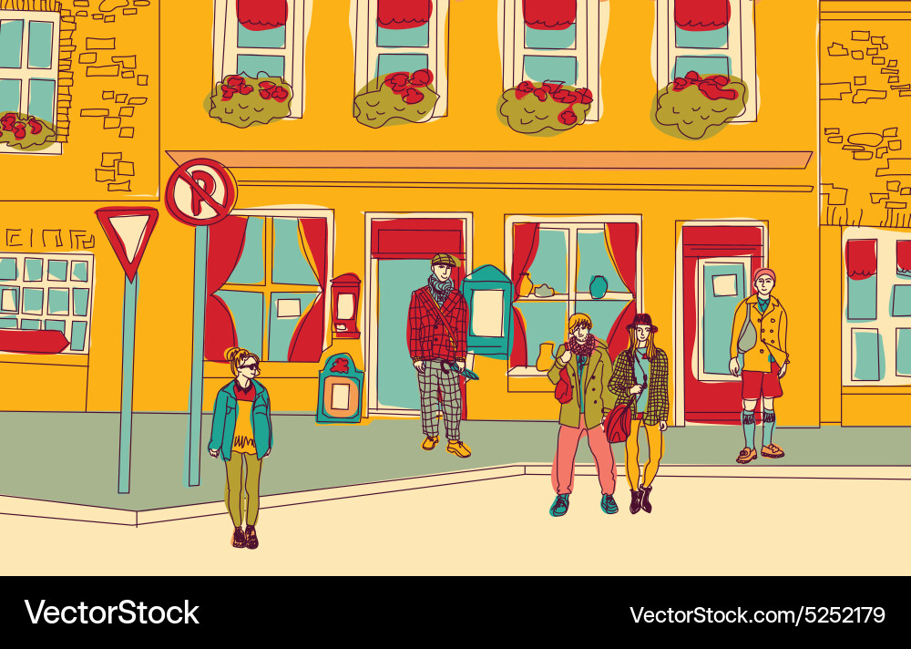 People walking street color Royalty Free Vector Image