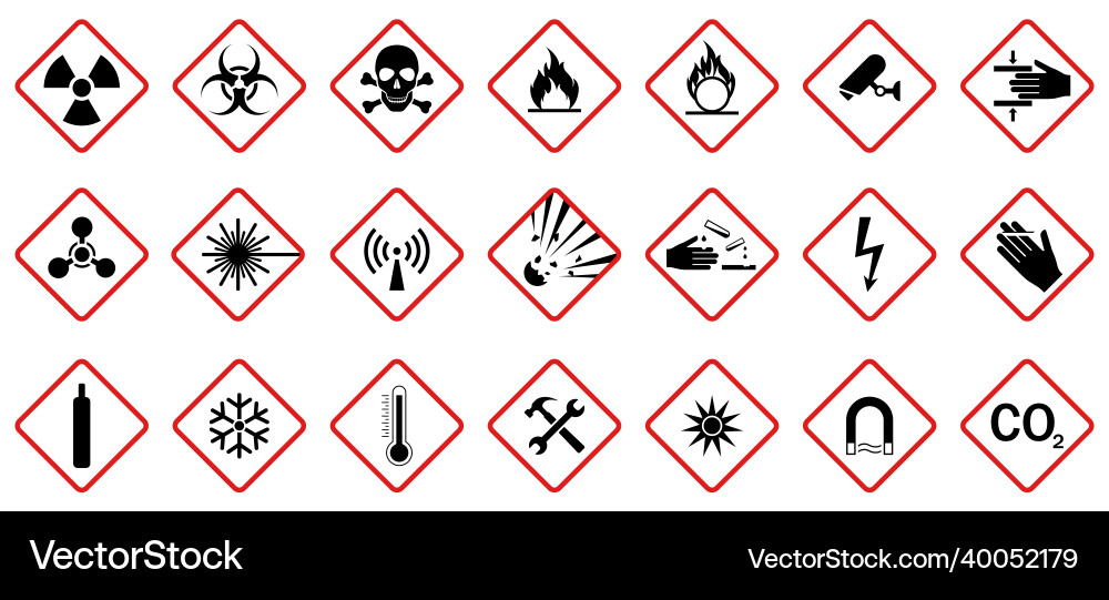 Vector Set Of Warning Signs Collection Of Hazard Symbols Warning Sign