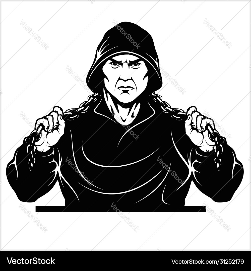 Street fighter with a chain thug - ghetto warrior Vector Image