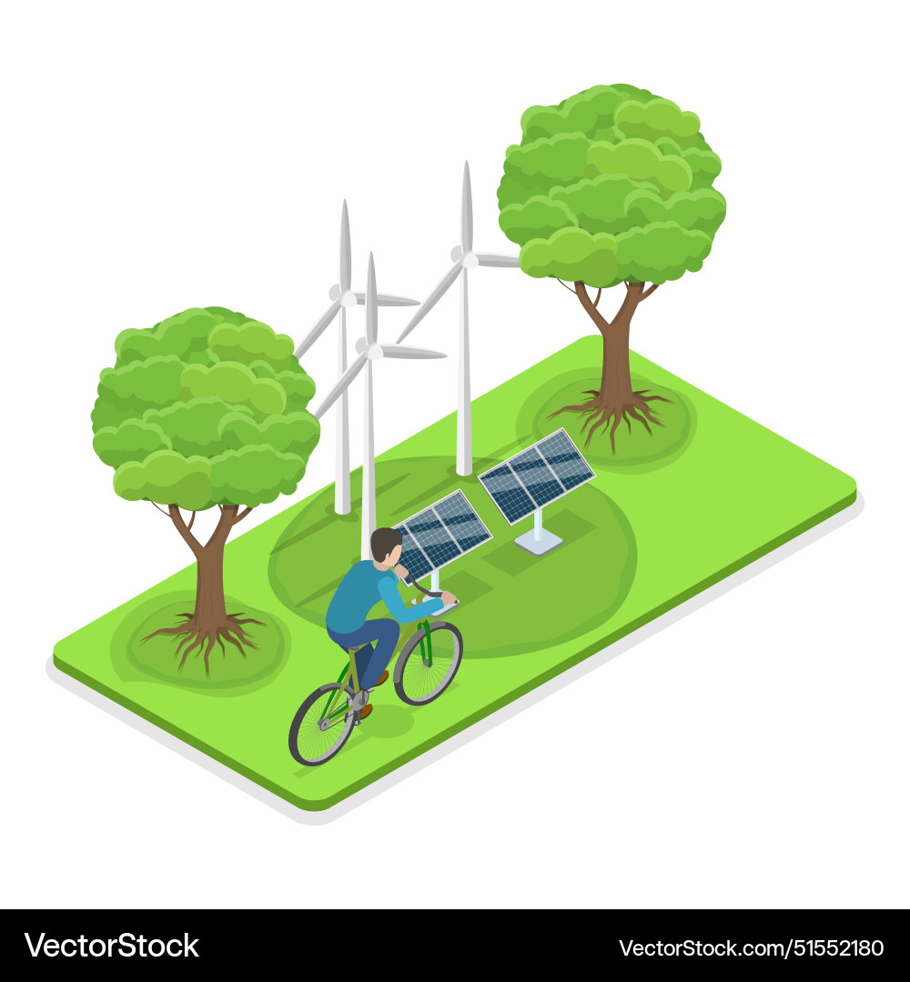 3d isometric flat of sustainable Royalty Free Vector Image