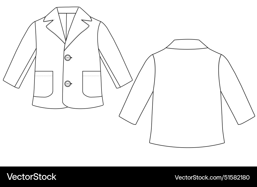 Child girl boy blazer coat flat sketch Royalty Free Vector