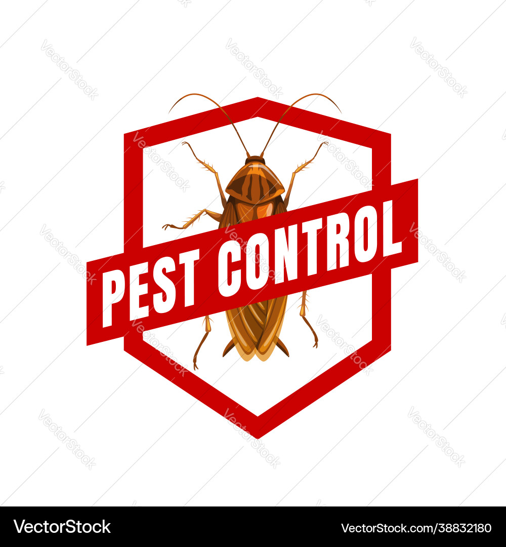 Cockroach sign pest control icon Royalty Free Vector Image