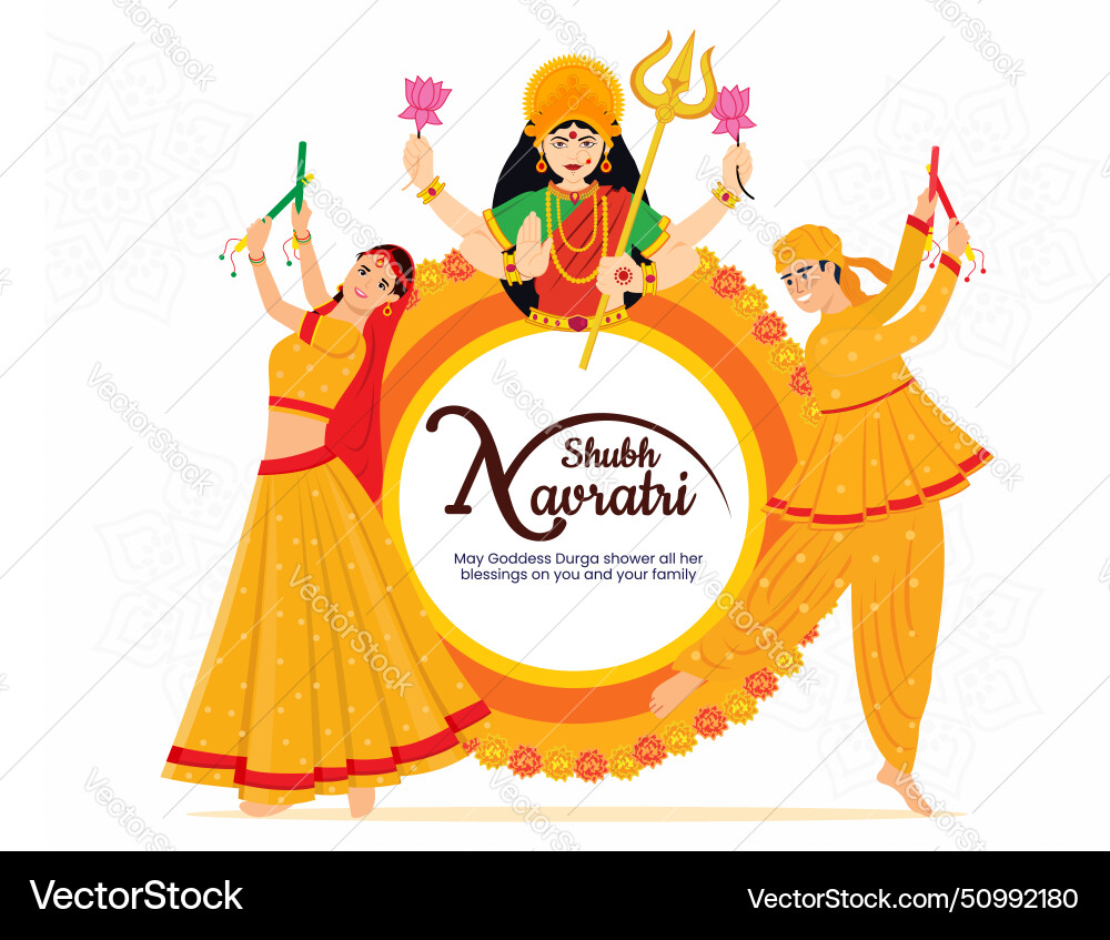Couple playing dandiya in subh navratri Royalty Free Vector