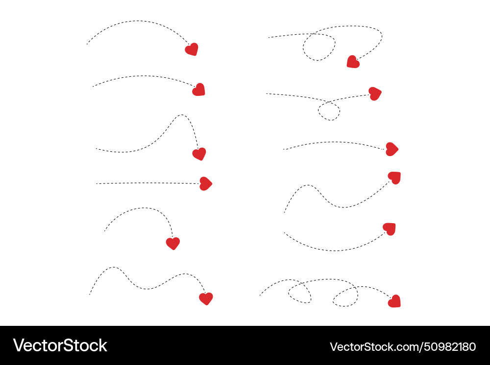 Dashed line heart arrows Royalty Free Vector Image