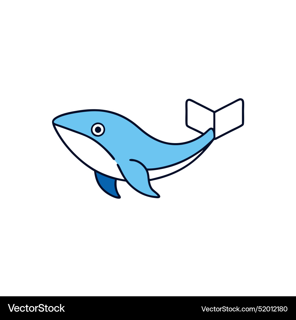 Fin whale fish learns icon Royalty Free Vector Image