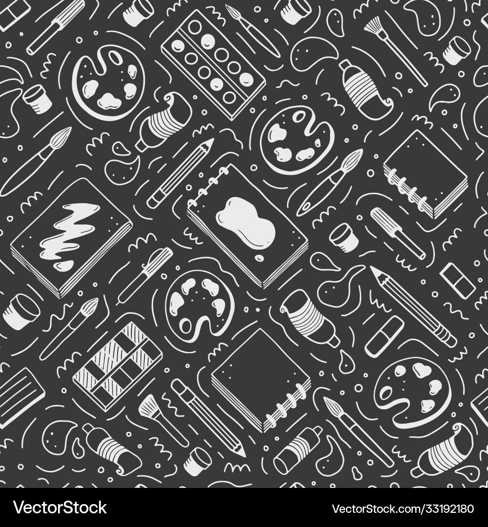 Hand drawn seamless pattern creative themes Vector Image