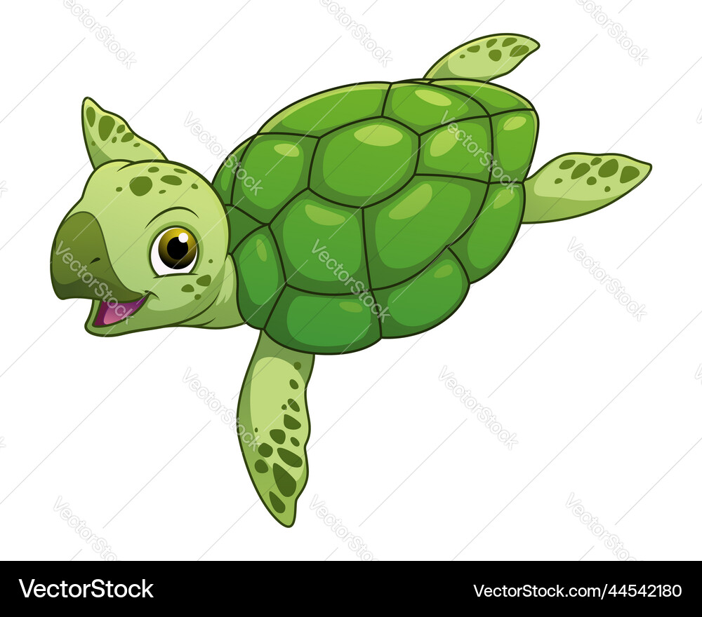 Little sea turtle cartoon animal Royalty Free Vector Image