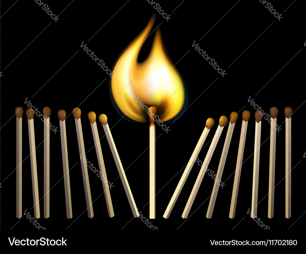 Matchsticks and fire Royalty Free Vector Image