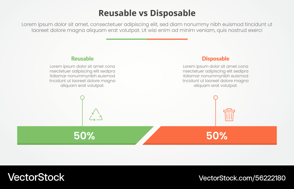 Reusable vs disposable comparison opposite Vector Image
