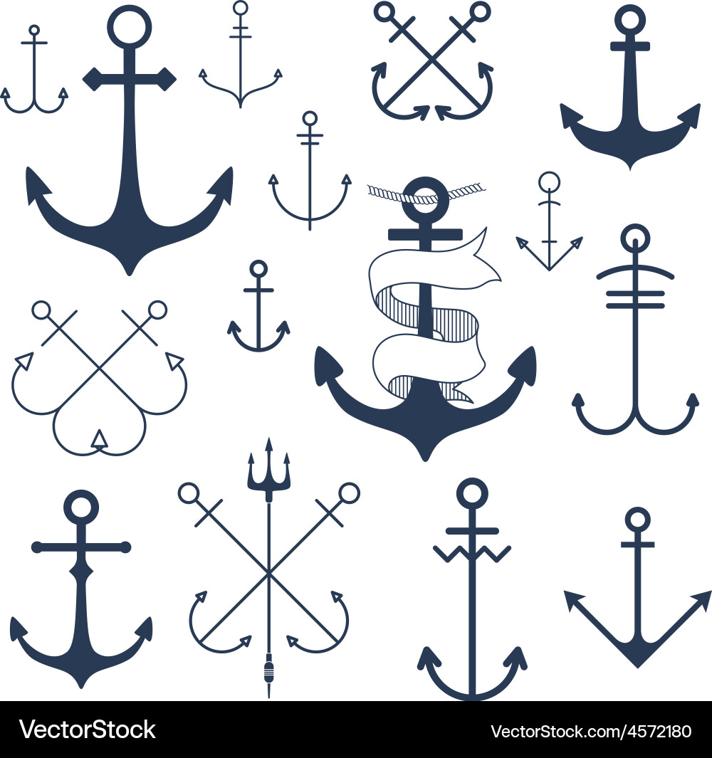 Set of anchors Royalty Free Vector Image - VectorStock