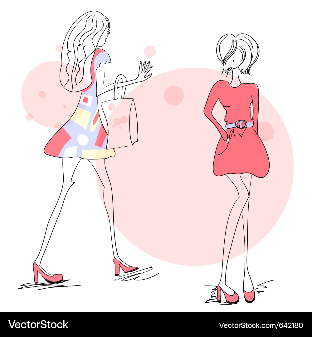 Two young women Royalty Free Vector Image - VectorStock