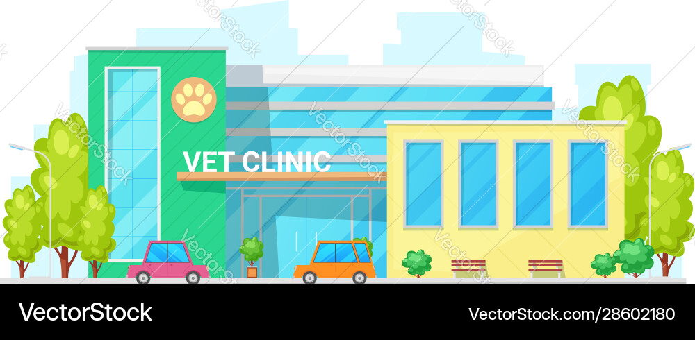 Vet clinic hospital isolate building center facade