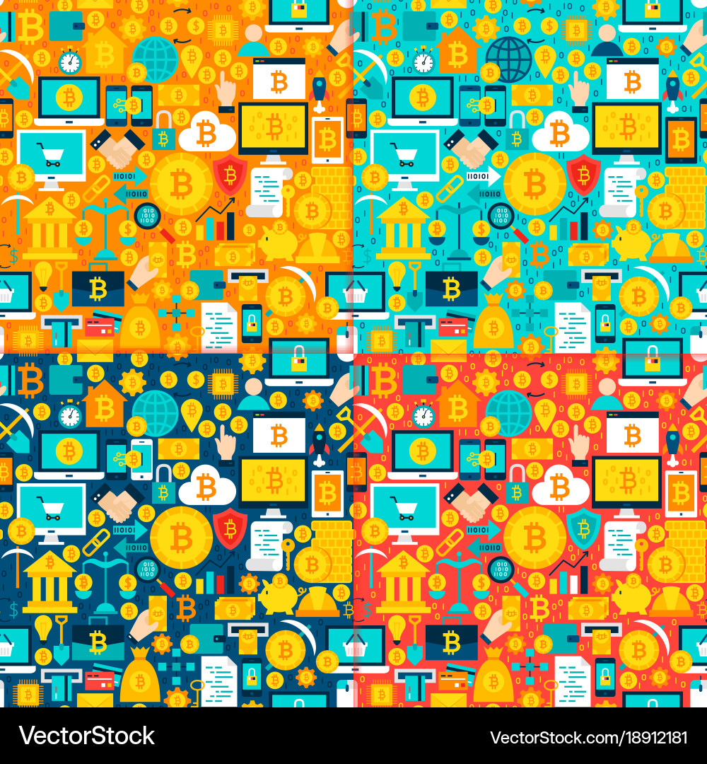 Bitcoin seamless patterns Royalty Free Vector Image