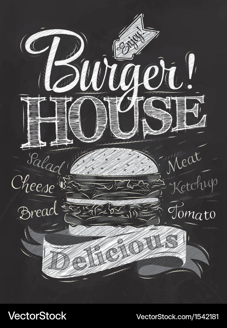 Chalkboard Burger Poster Royalty Free Vector Image
