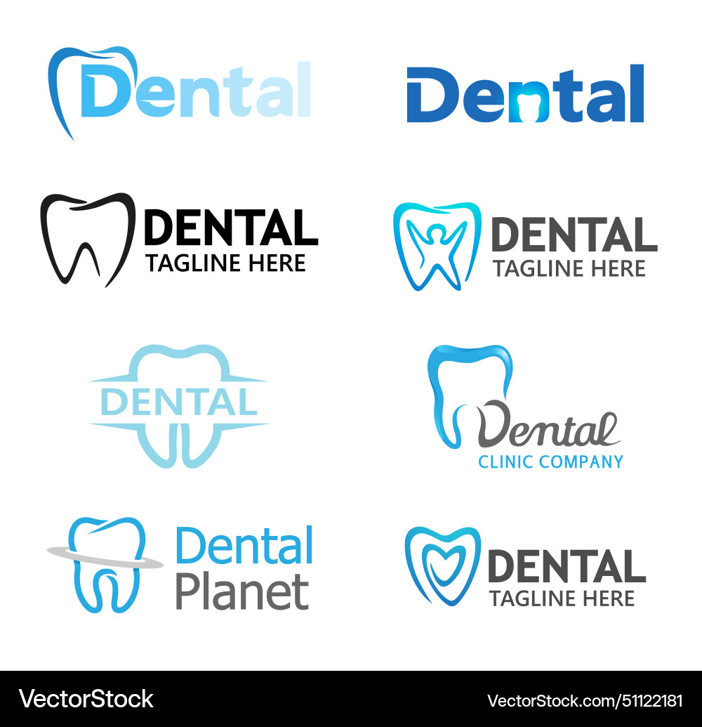 Creative dental typography logo collection Vector Image