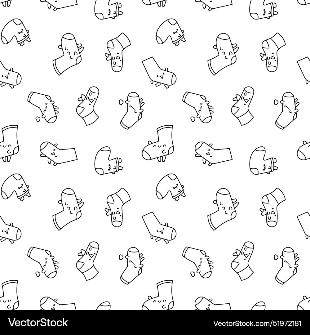 Cute kawaii socks cartoon character with Vector Image