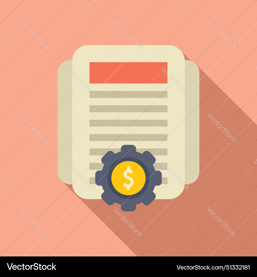 Flat design icon of a document with cogwheel Vector Image