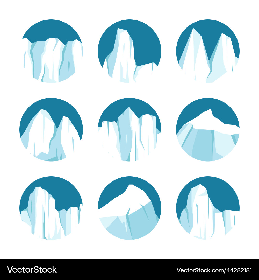Floating icebergs collection drifting arctic Vector Image
