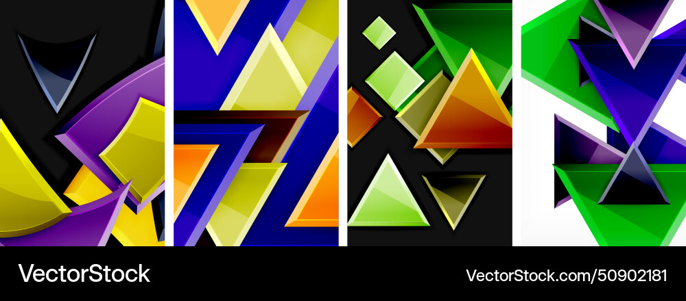 Glossy triangles geometric poster set Royalty Free Vector
