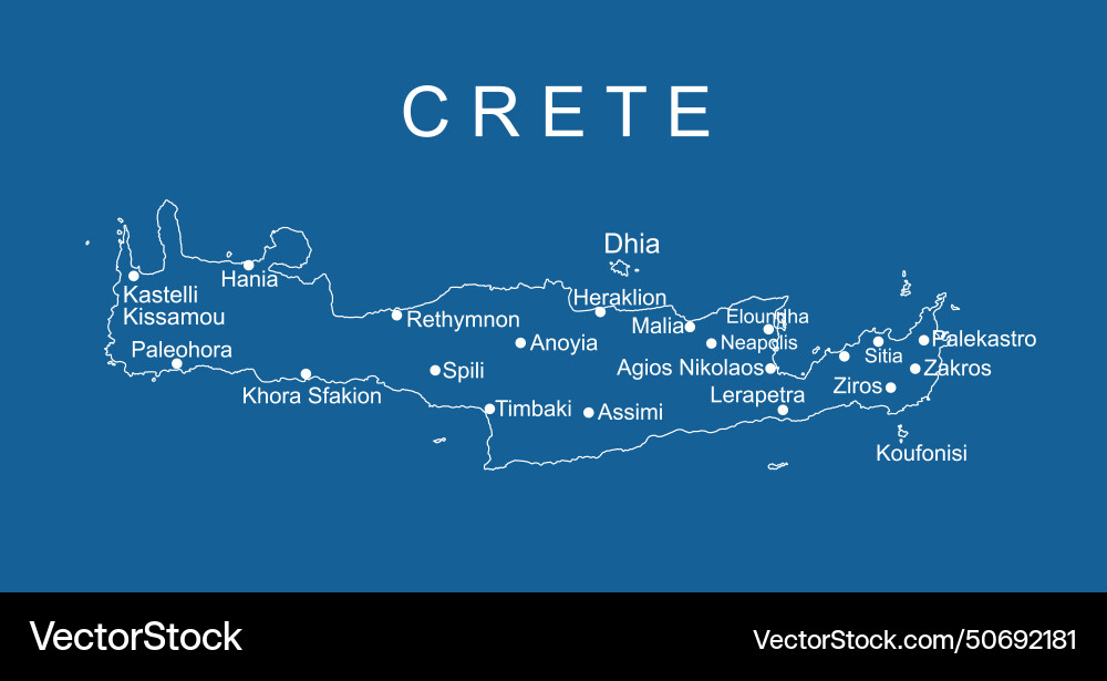 Greece island crete map line contour silhouette Vector Image