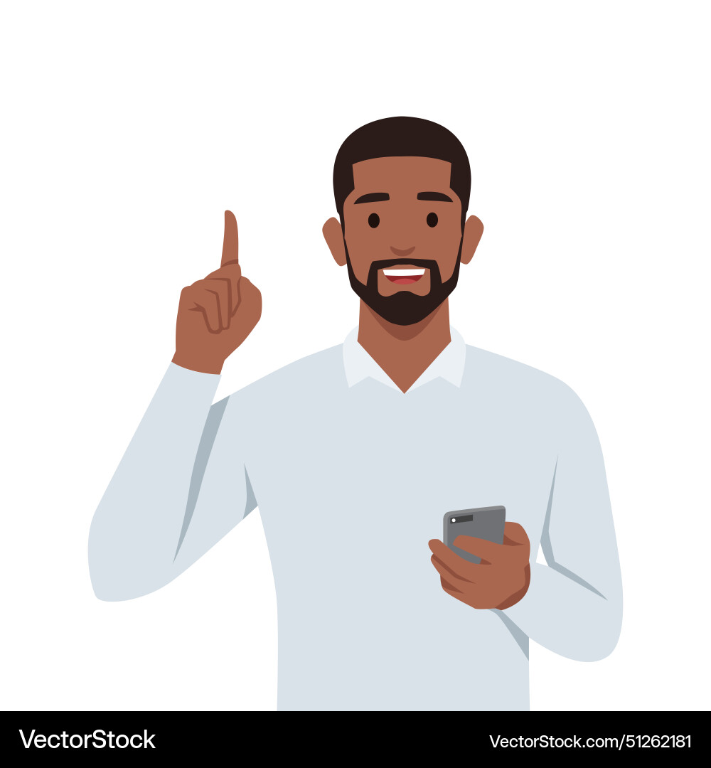 Happy young business man pointing up Royalty Free Vector