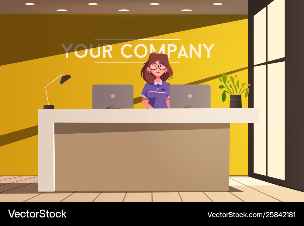 Reception desk hotel receptionist character Vector Image