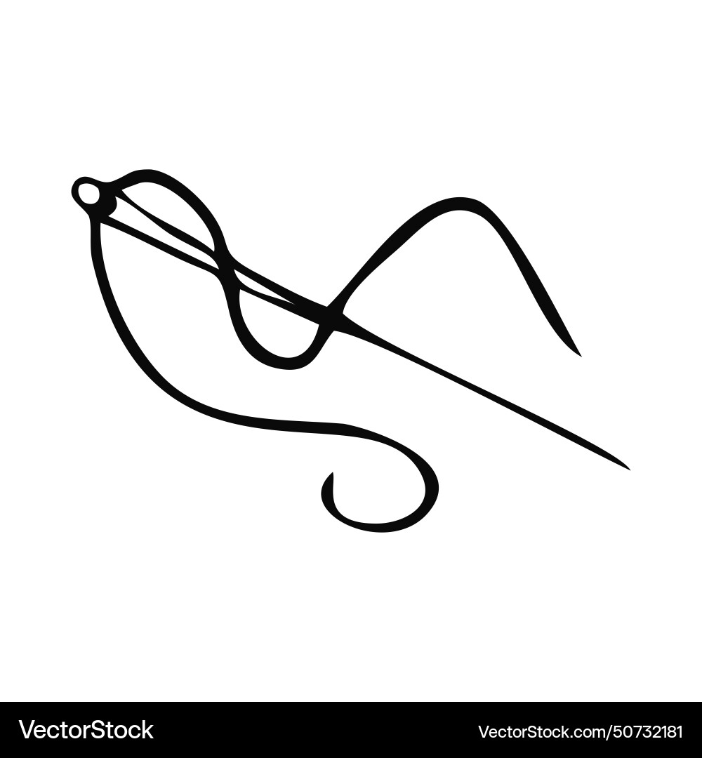 Sewing needle with thread Royalty Free Vector Image