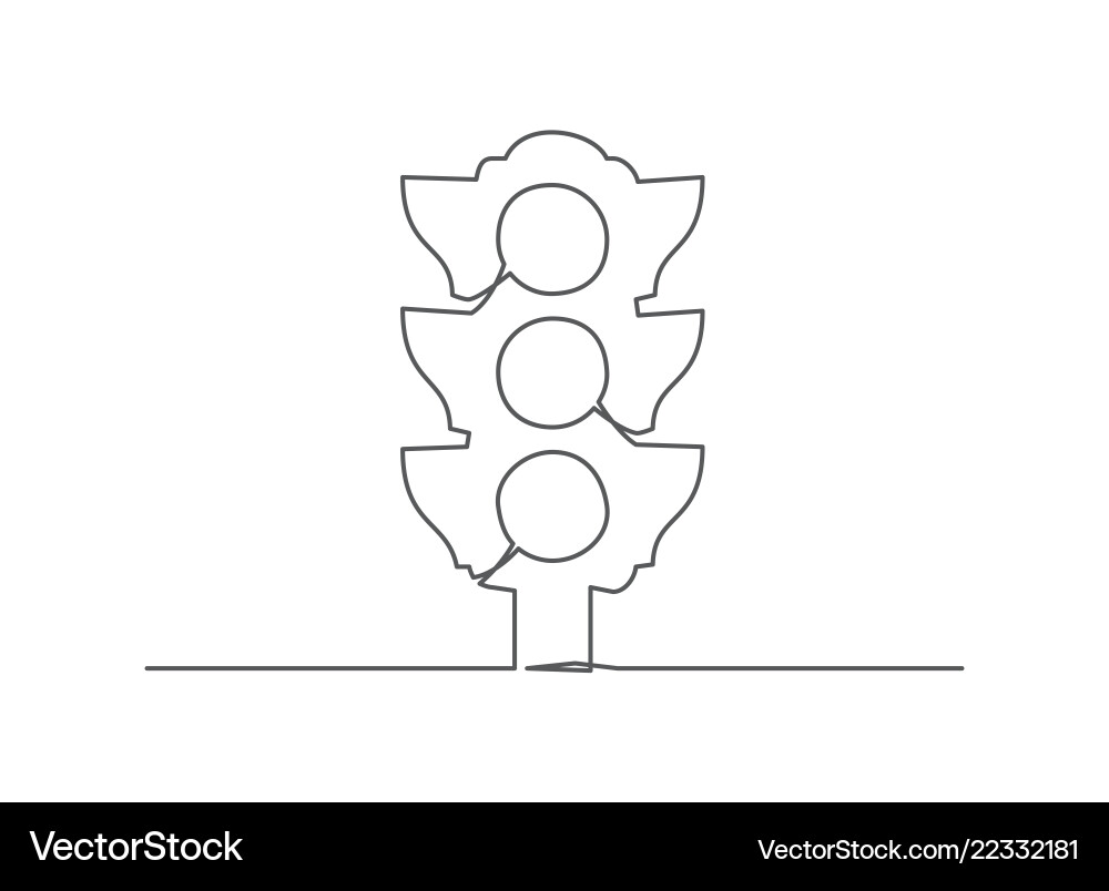 Traffic light one line drawing Royalty Free Vector Image