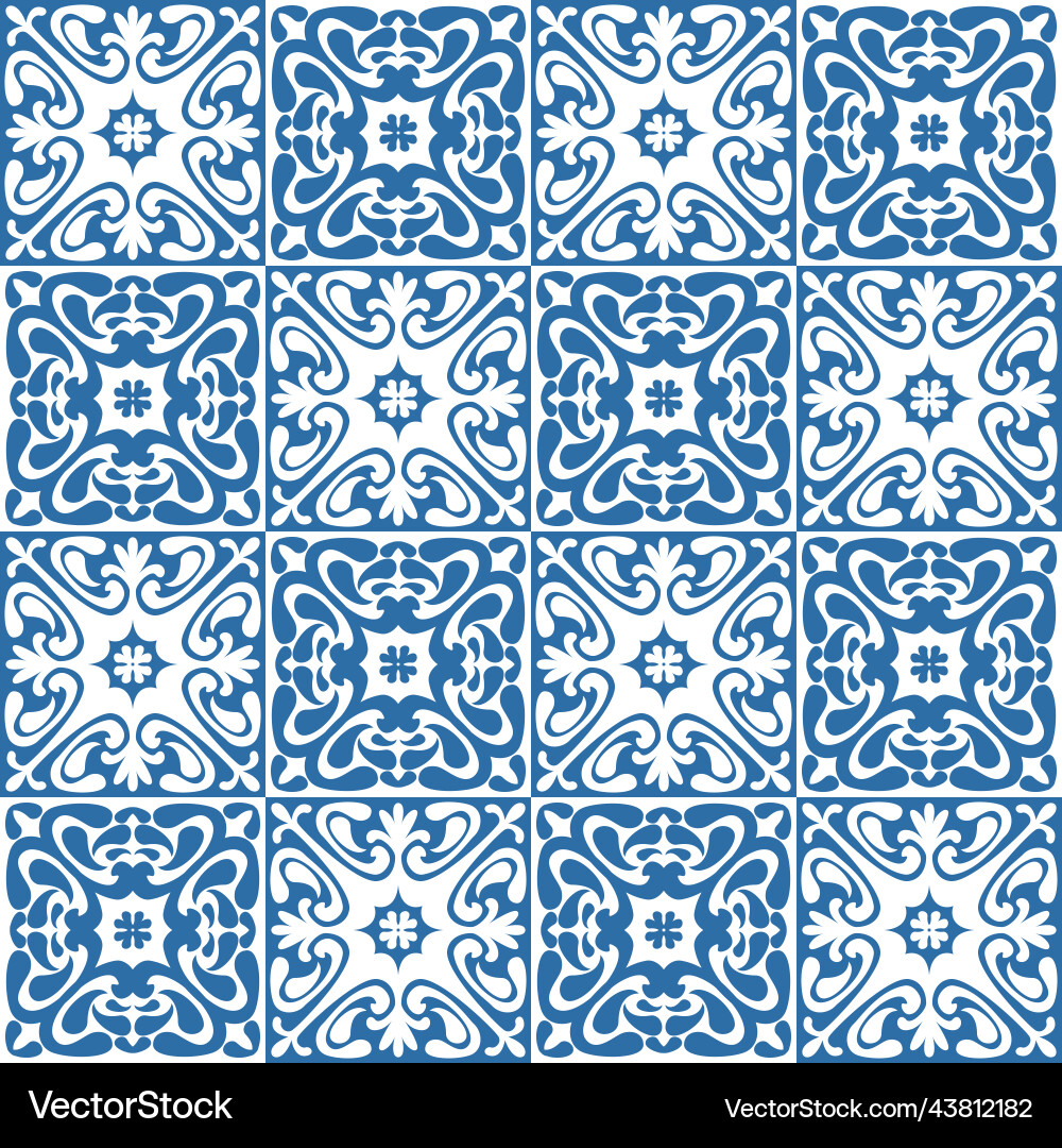 Blue azulejo tiles traditional spanish pattern Vector Image