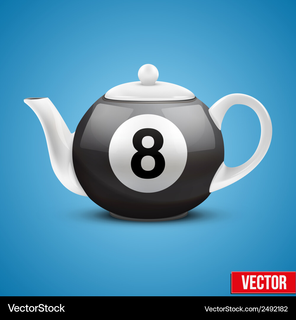 Ceramic teapot in billiard pool ball style Vector Image