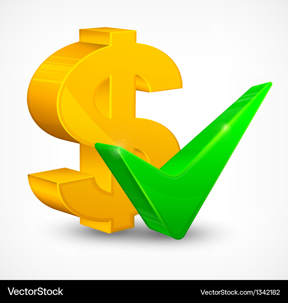 Check mark dollar Royalty Free Vector Image - VectorStock