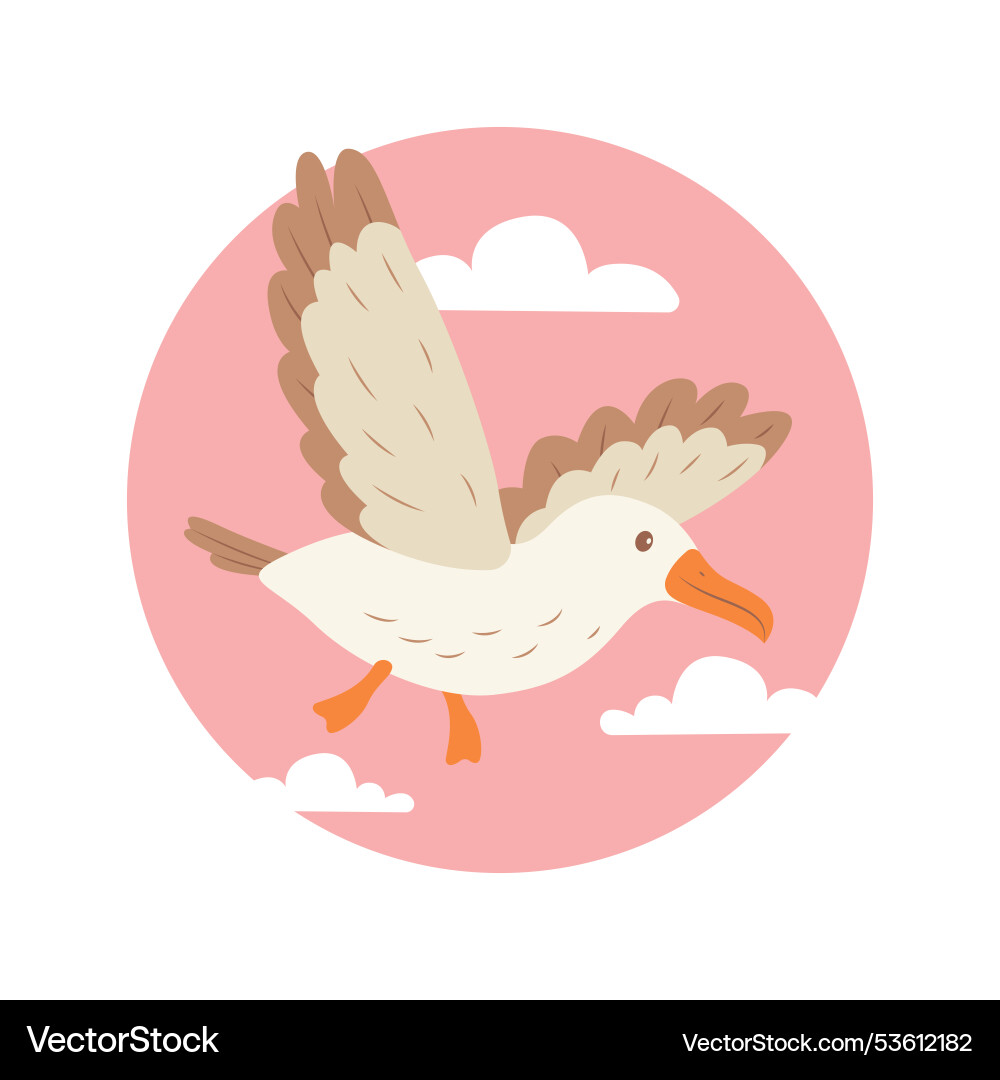 Cute albatross bird animal flying free flapping Vector Image