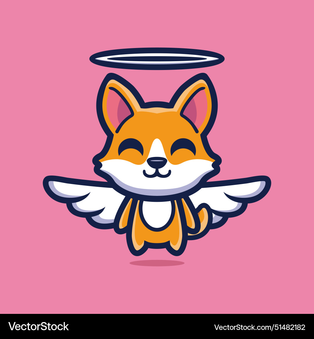 Cute fox angel cartoon character Royalty Free Vector Image