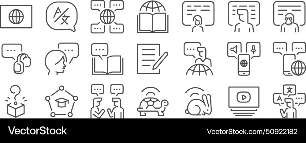 Language school icon set Royalty Free Vector Image