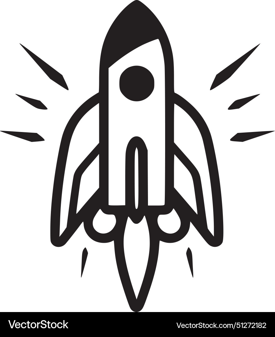 Rocket - black and white Royalty Free Vector Image