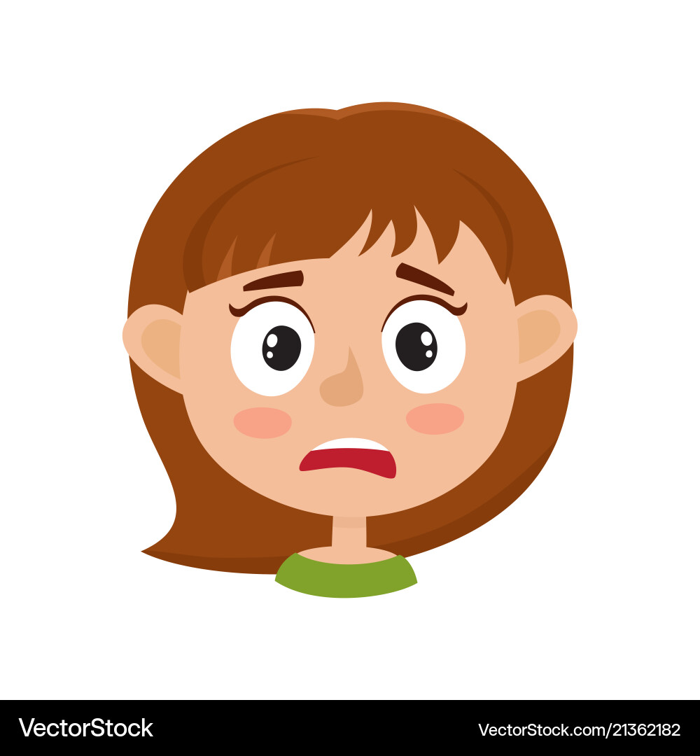 Scared Little Girl Cartoon Face Royalty Free Vector Image