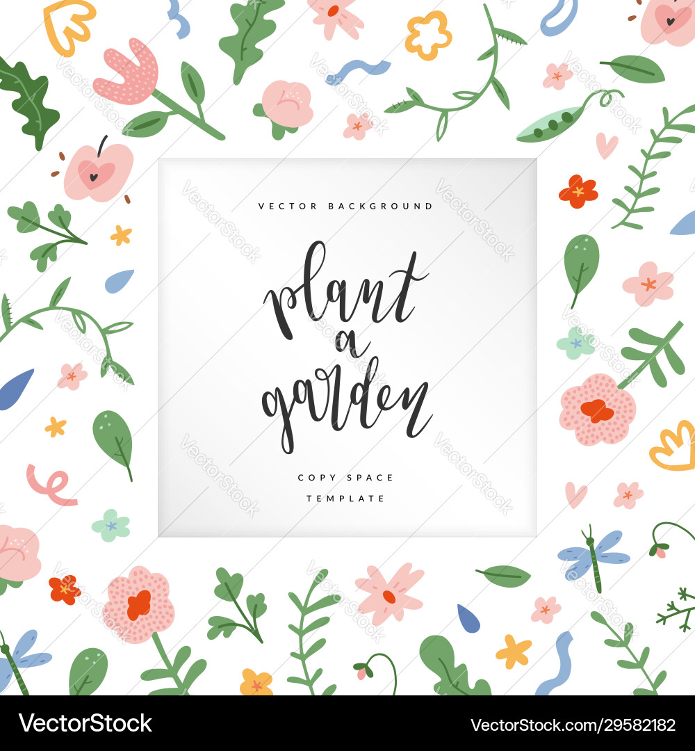 Spring floral frame border template Royalty Free Vector