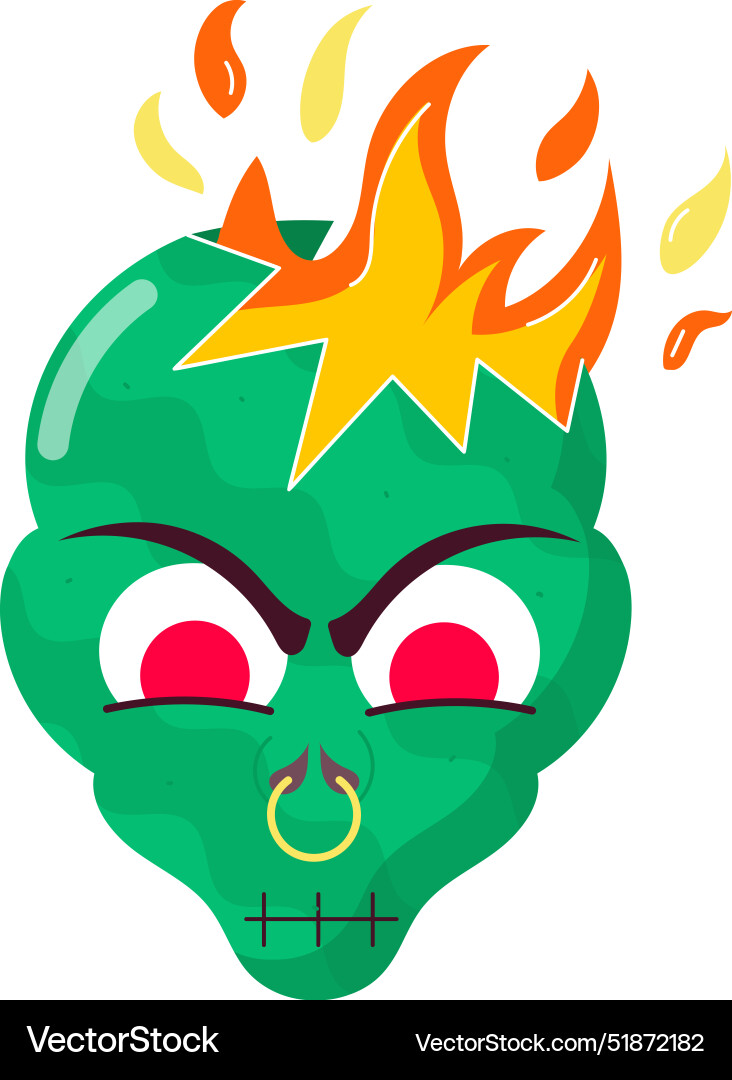 Weba graffiti sticker of a burning devil face Vector Image