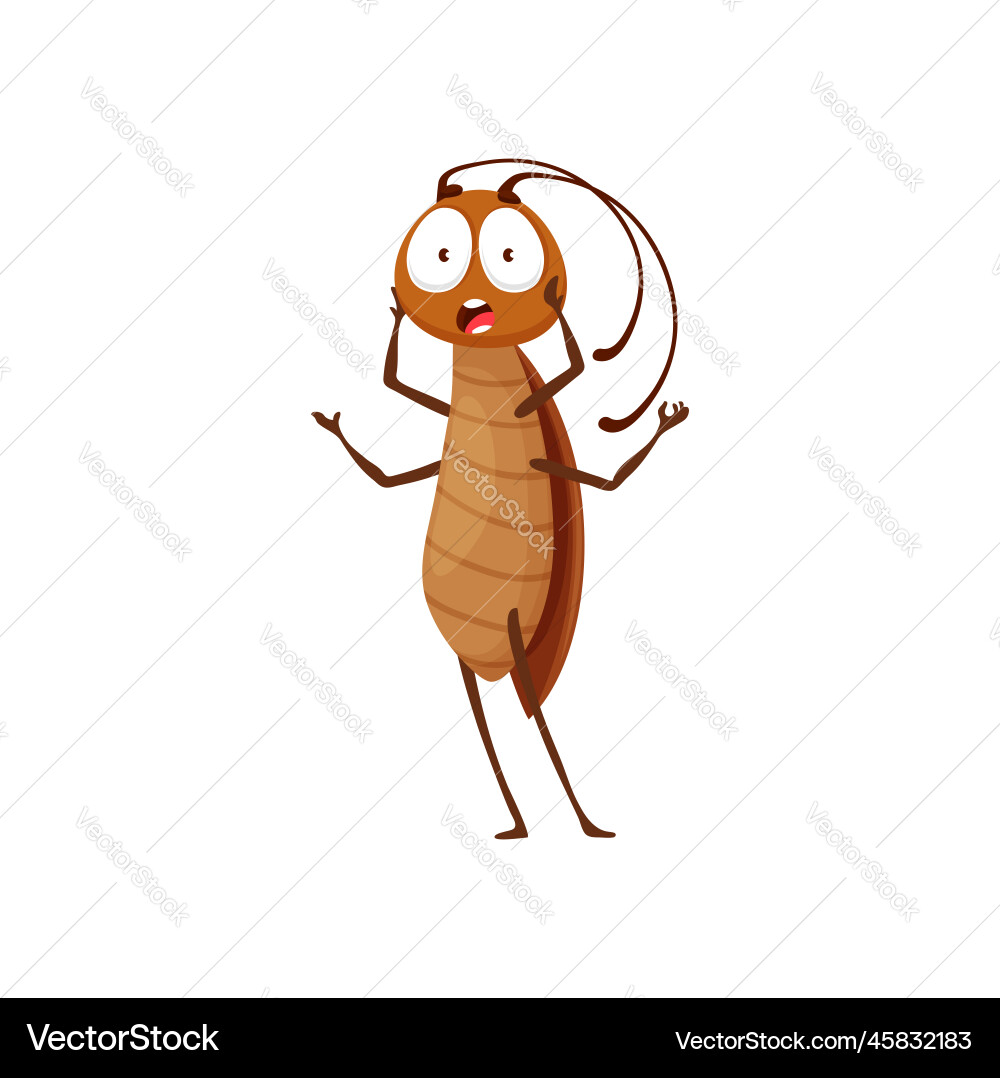 Cartoon cockroach character with shocked face Vector Image