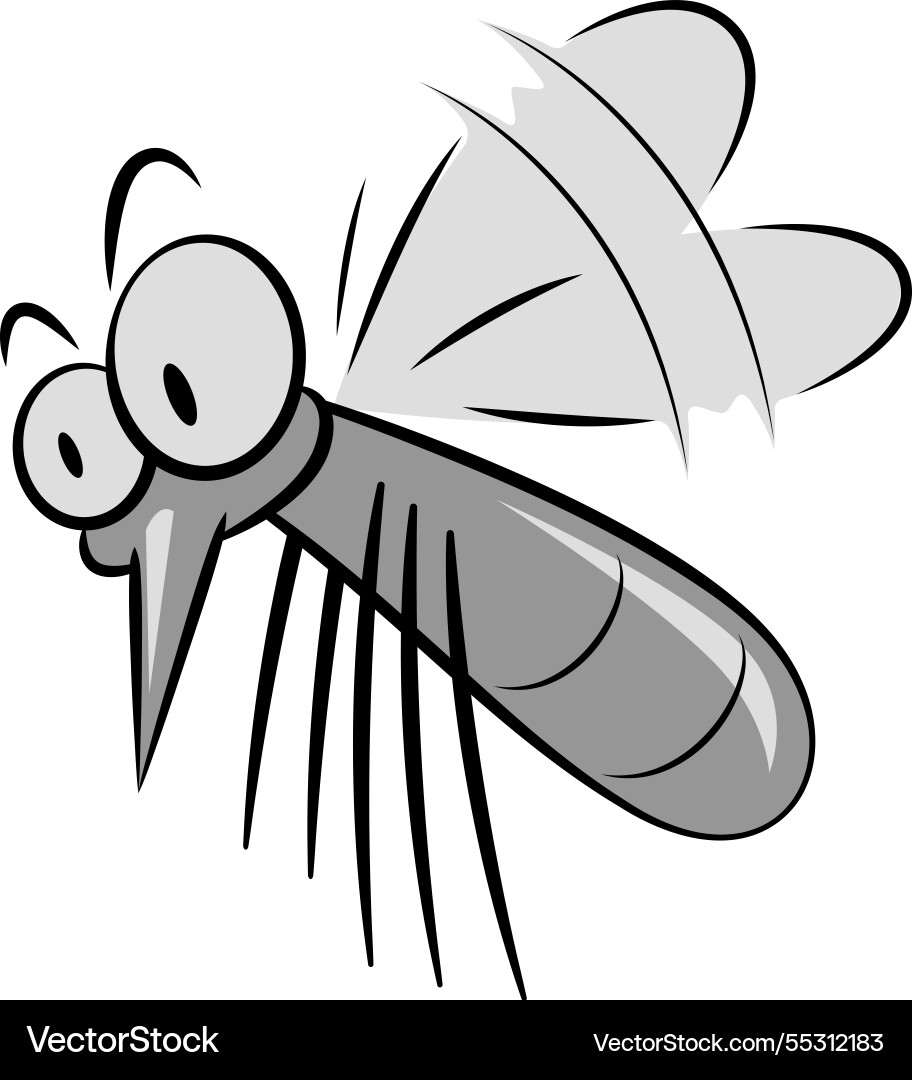 Cartoon drawing of a flying mosquito Royalty Free Vector