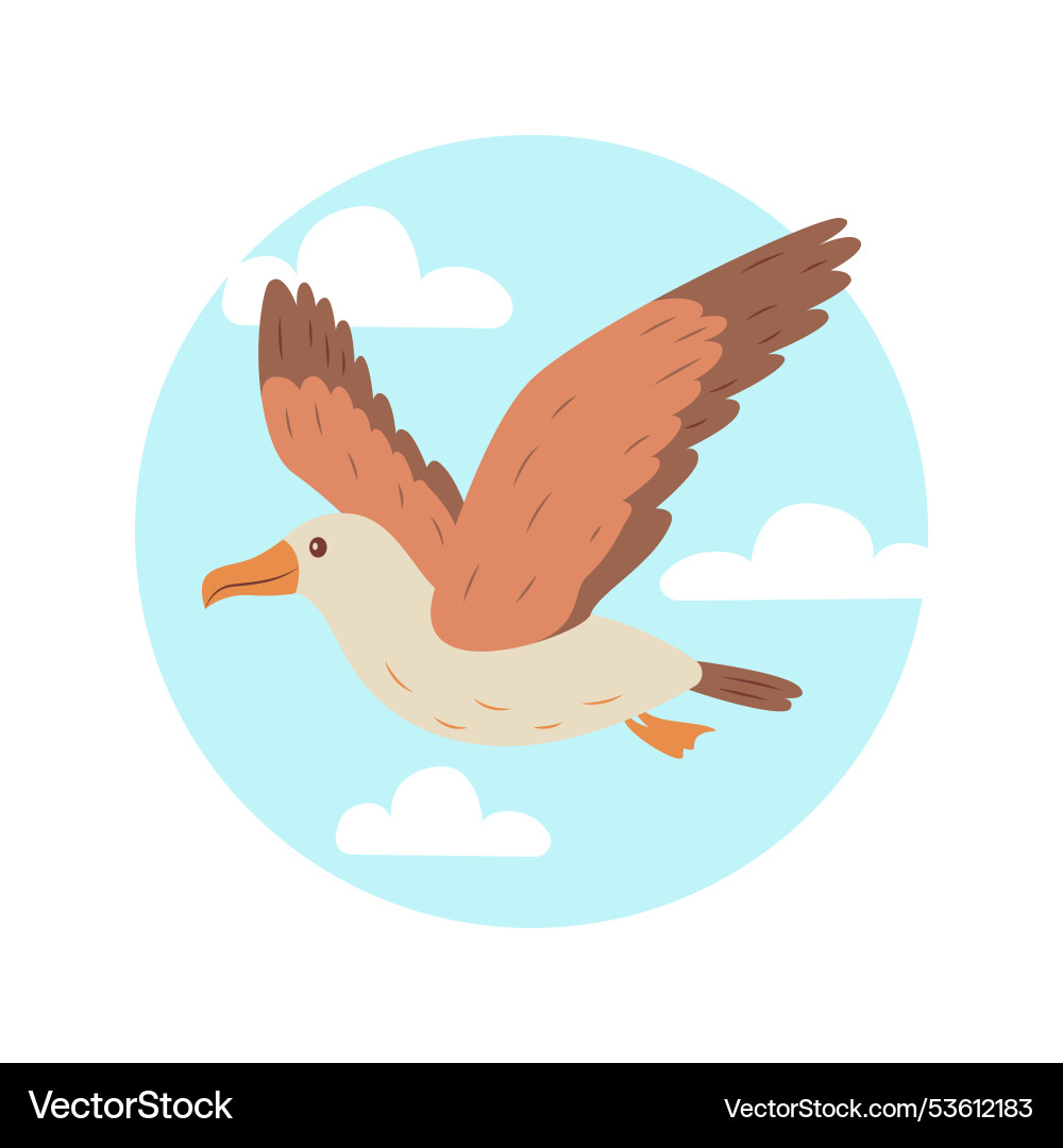 Cute albatross bird animal flying free flapping Vector Image