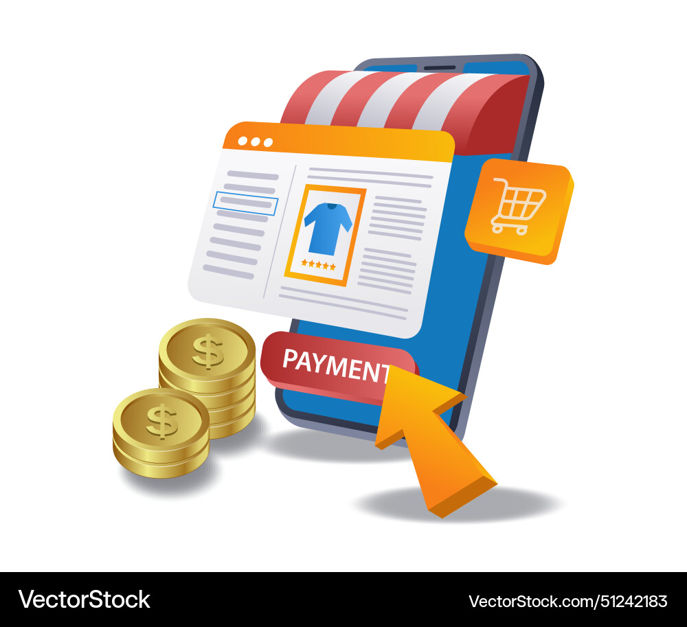 E-commerce market payment transactions Royalty Free Vector