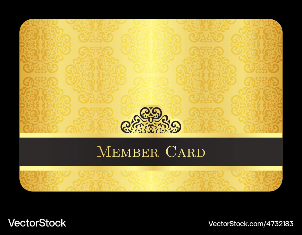 Golden member card with classic vintage pattern Vector Image