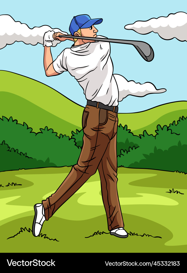 Golf sports colored cartoon Royalty Free Vector Image