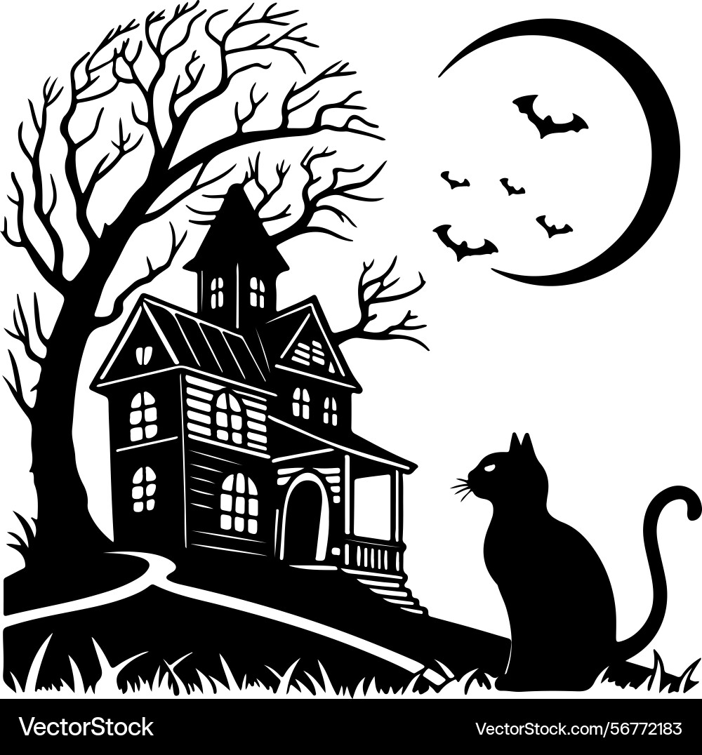 Halloween Cat Silhouette Royalty Free Vector Image
