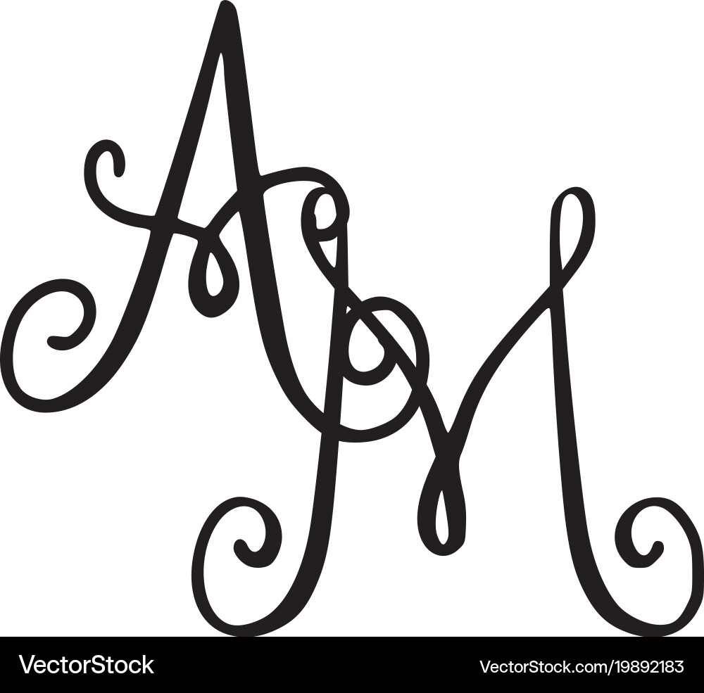 Handwritten monogram am icon Royalty Free Vector Image