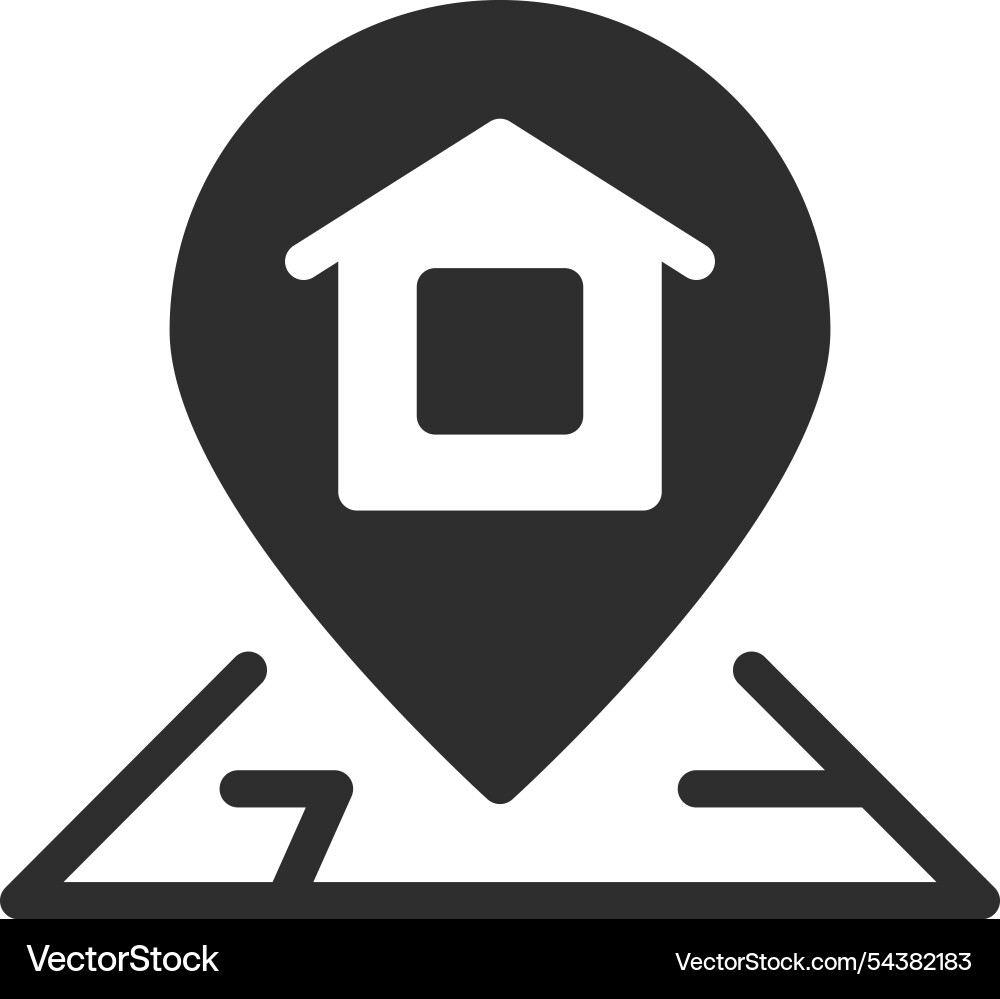 Home address black icon gps location pin on map Vector Image